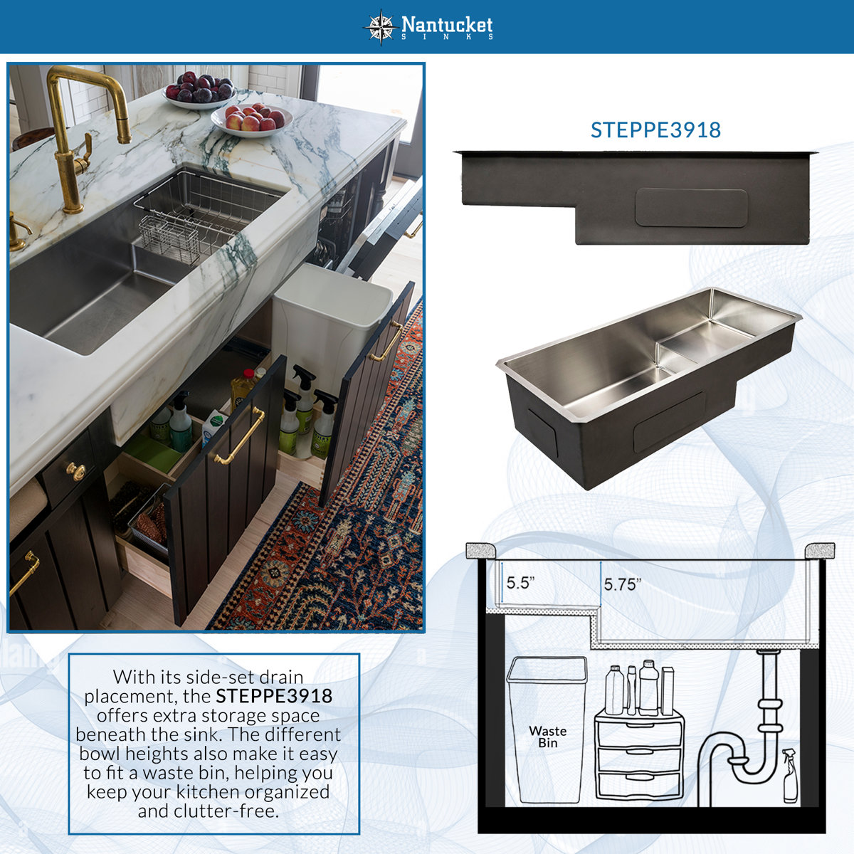 Nantucket Sinks x Studio Dearborn Pro Series Undermount Stainless Steel Kitchen Sink & Reviews ...